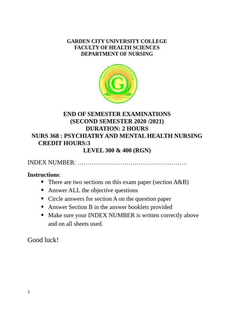 Psych Ques Level 300 | PDF | Epilepsy | Electroconvulsive Therapy