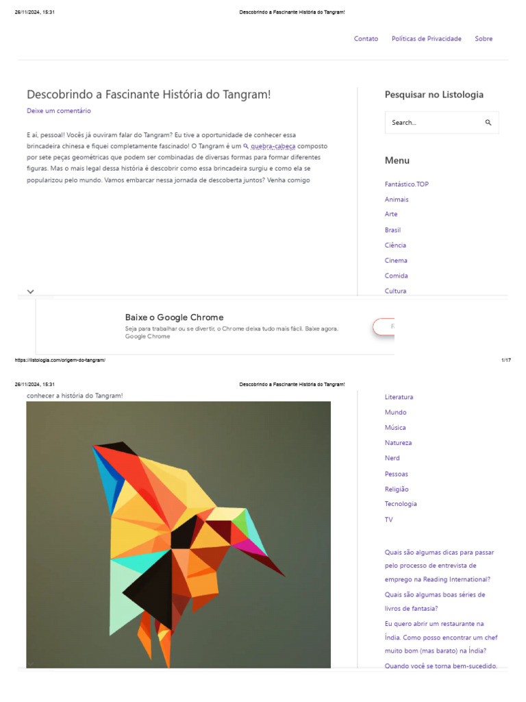 História do Tangram: Origem e Curiosidades | PDF | China | Política mundial