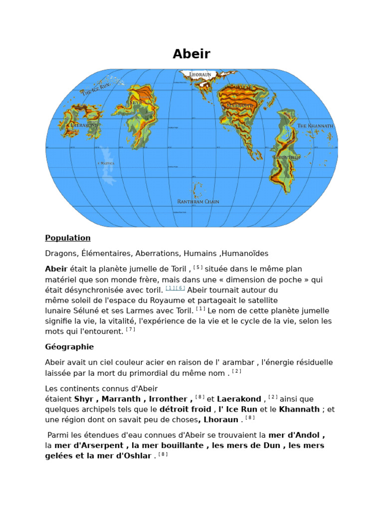 Abeir : Planète jumelle de Toril | PDF | Dragon