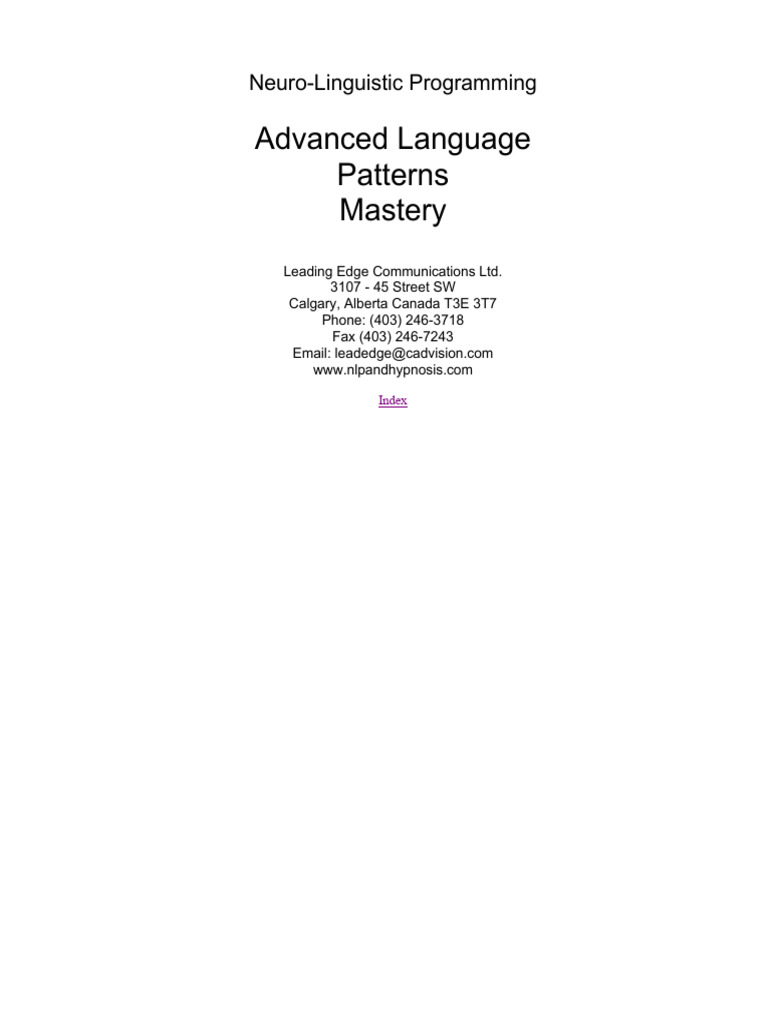 06 - NLP - Advanced Language Patterns Mastery-whd.biz | PDF | Perfect ...