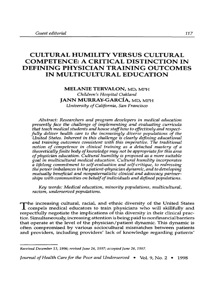 Cultural Humility vs. Competence | PDF