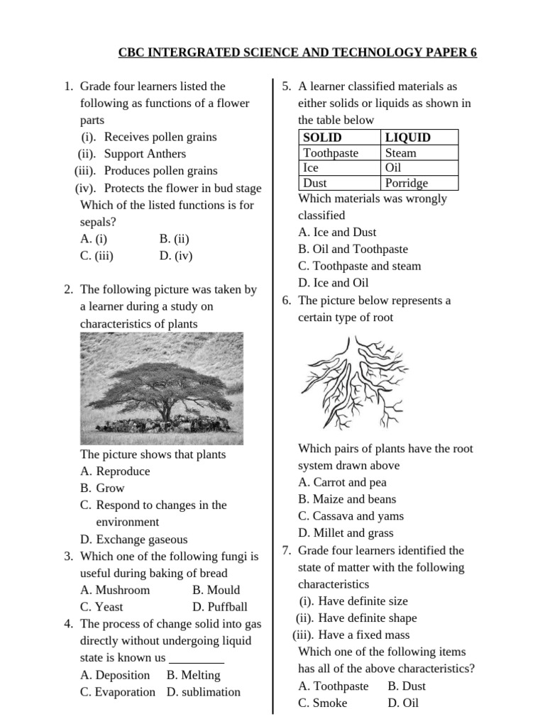 CBC Intergrated Science and Technology Paper 6 | PDF | Water | Soil