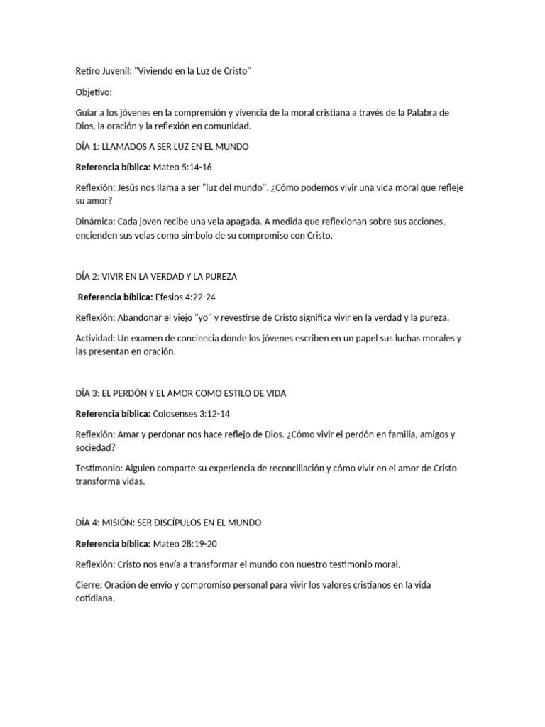 Retiro Juvenil | PDF