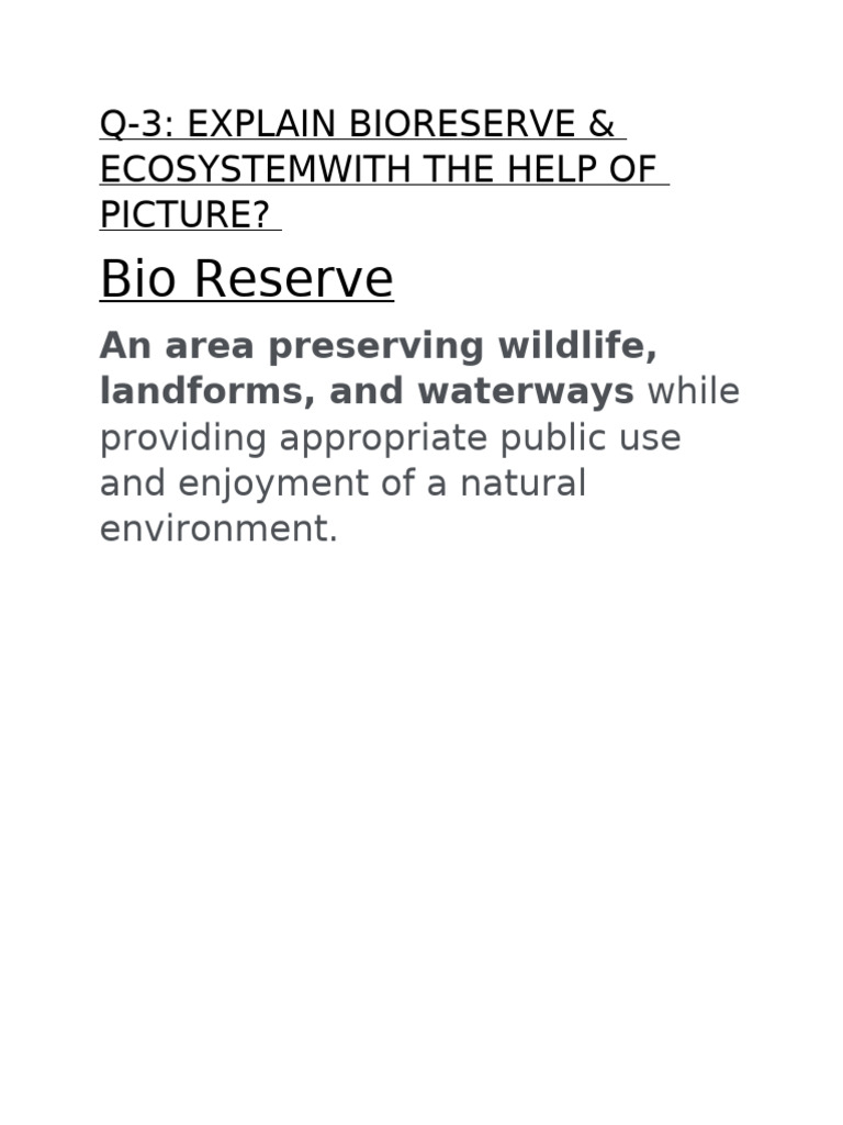 Understanding Bioreserves and Ecosystems | PDF