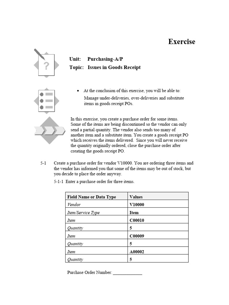 TB1000 Unit 02-5 Purchasing Ex | PDF | Goods | Receipt
