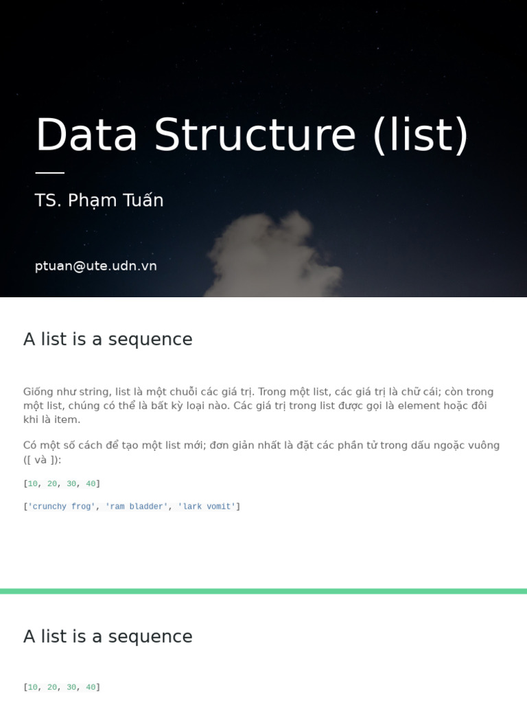 Tuần 3 - Data Structure (list) | PDF