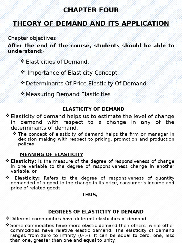 Chapter 4 Theory of Demand and Its Application | PDF | Elasticity (Economics) | Demand
