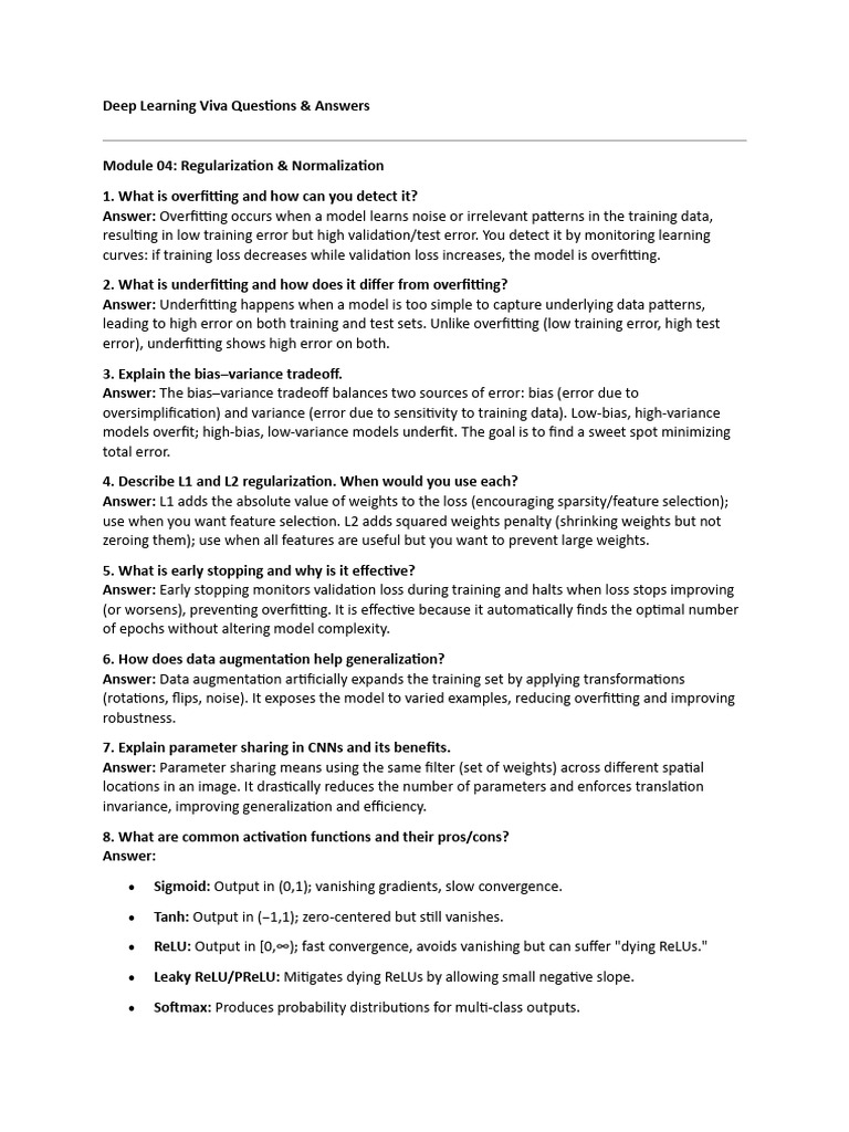 Deep Learning Viva Questions | PDF | Algorithms | Computational Neuroscience