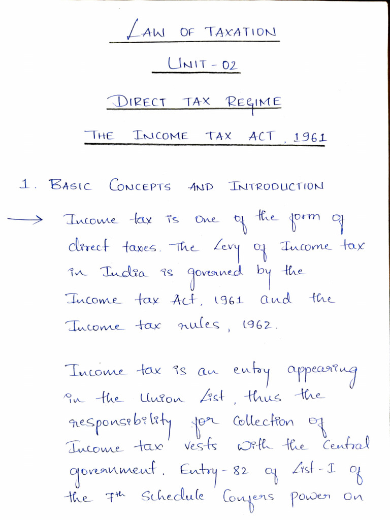 Law of Taxation - Unit 2 | PDF