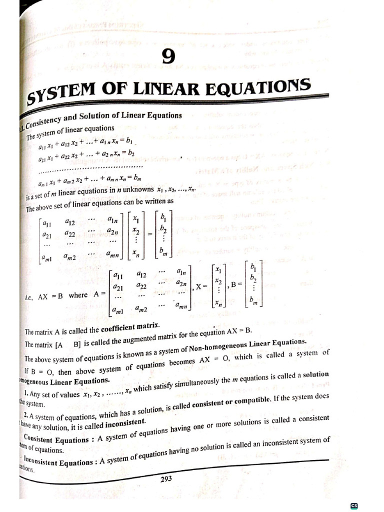 Linear Equation, CSE Mathematics - 1 | PDF
