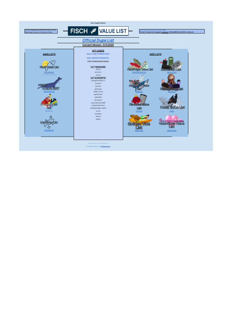 Official Fisch Value List | PDF