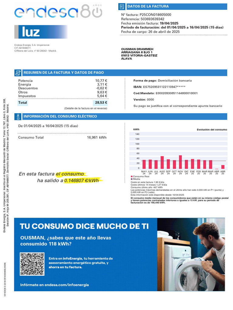 En Esta Factura El Consumo Ha Salido A: Ousman, ¿Sabes Que Este Año ...