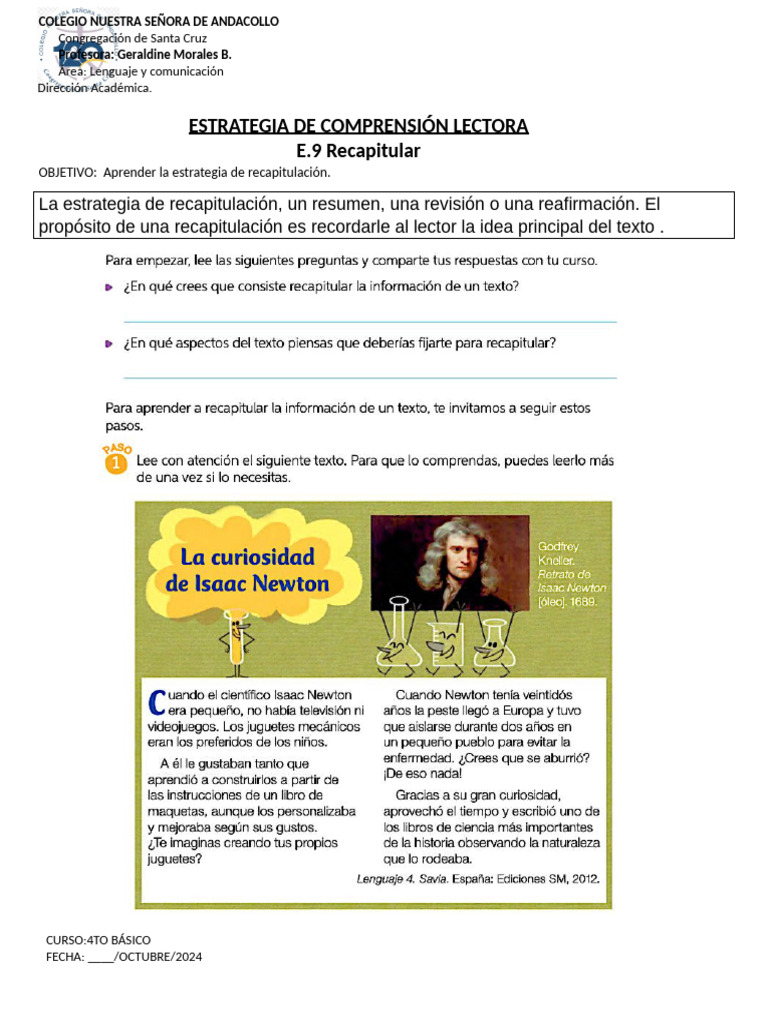 Estrategia de Recapitulación en Lectura | PDF