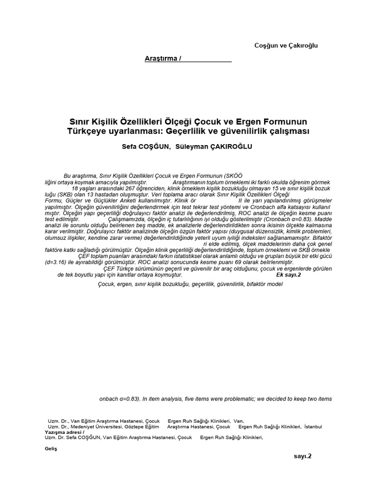 Cosgun (2020) Versão Turca BPFSC | PDF