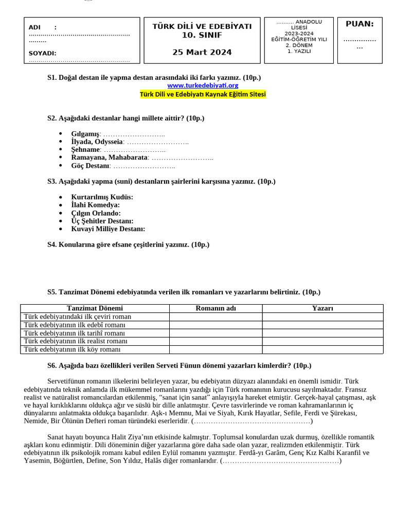 10 TDE 2.1 Yazili | PDF