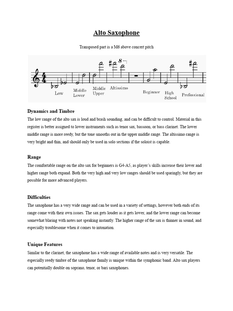 Orchestration Charts Saxophone | PDF