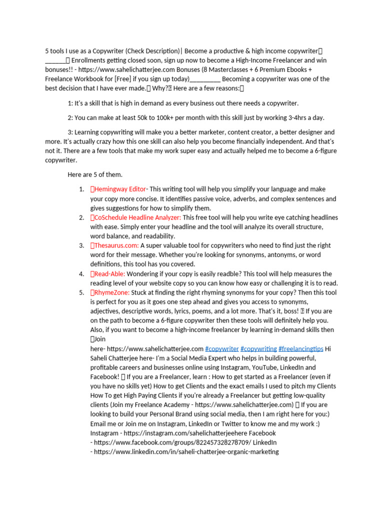 5 Tools I Use As A Copywriter | PDF | Linked In | Human Communication