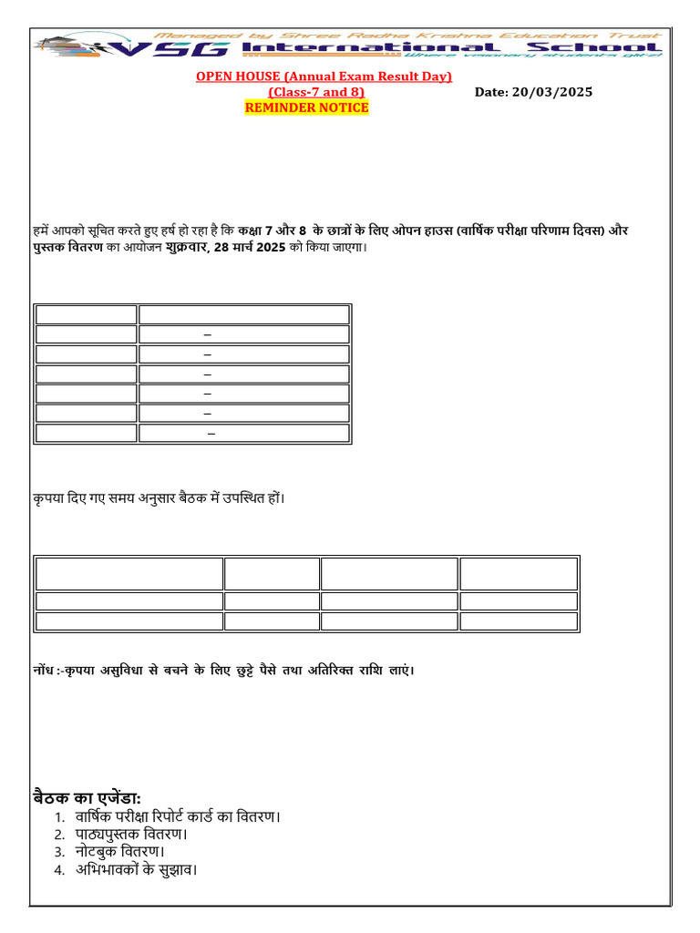 Annual Exam PTM - Class 7 and 8-2 | PDF
