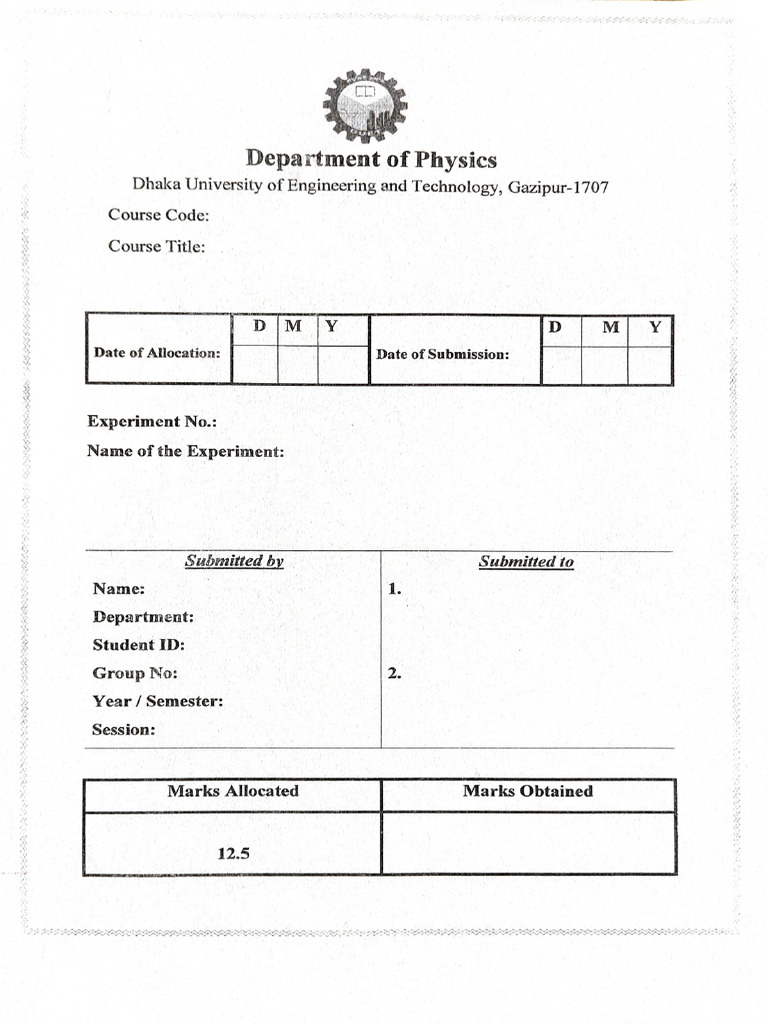 Physics Cover Page | PDF