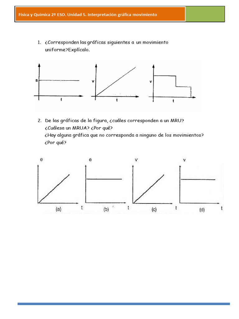 Ejercicios de Gráficas Movimiento 2º ESO | PDF | Velocidad | Física