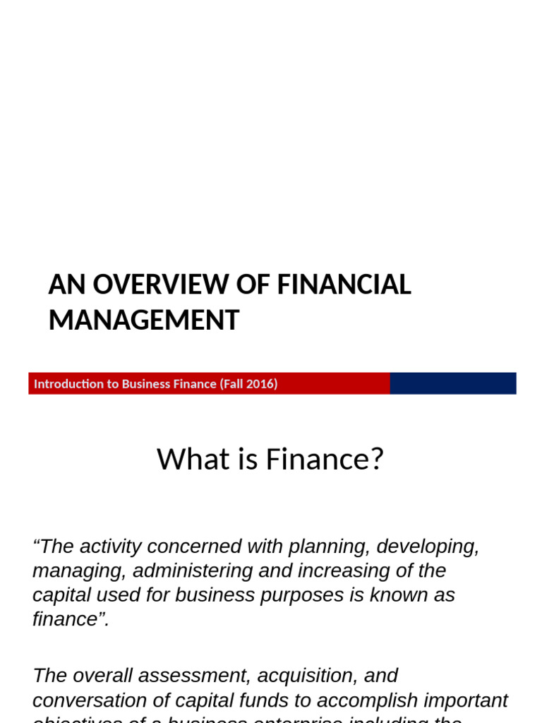 Lecture #1 - Intro To Financial MGMT | PDF | Partnership | Business