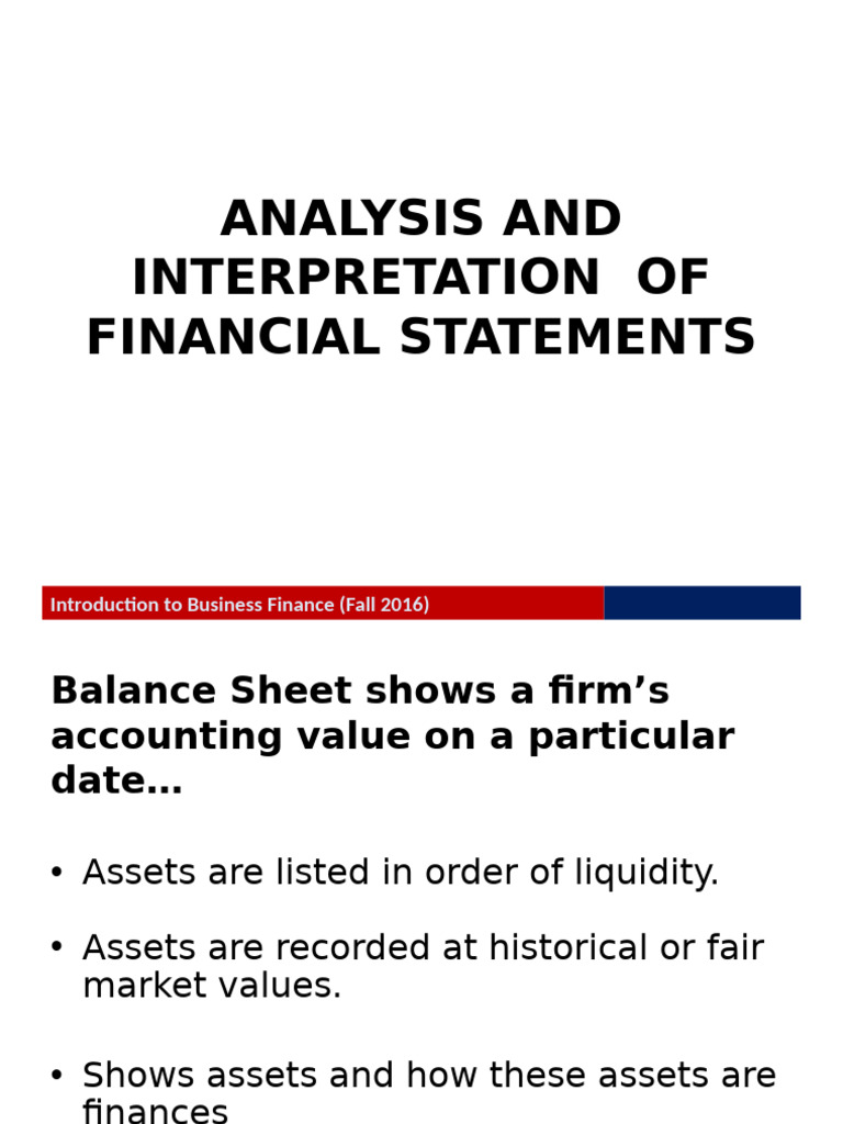 Lecture #3 - Analysis & Interpretation of Financial Statements | PDF ...