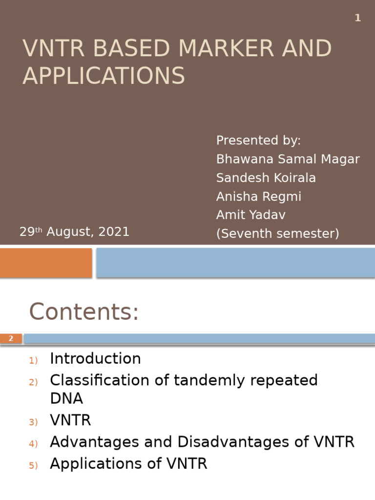 VNTR Based Marker and Applications Final | PDF | Southern Blot ...