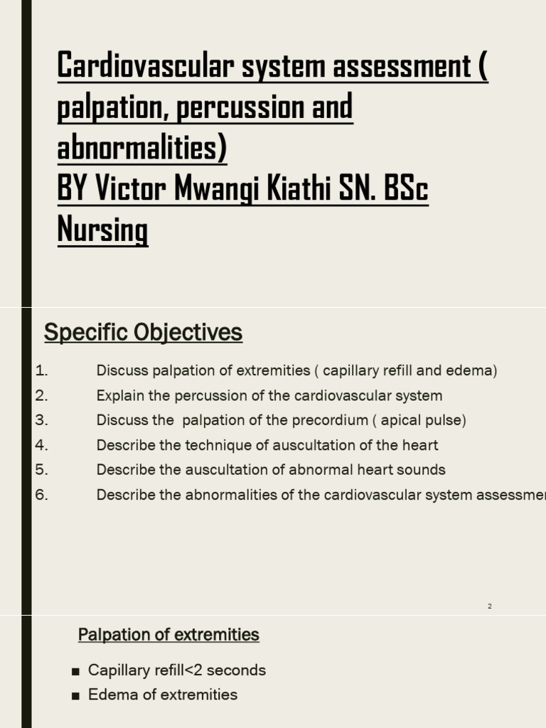 Cardiovascular System Assessment Guide | PDF | Heart | Circulatory System