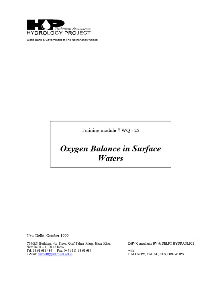 Manuals WaterQuality WQTraining 25OxygenbalanceinS | PDF | Water | Salinity