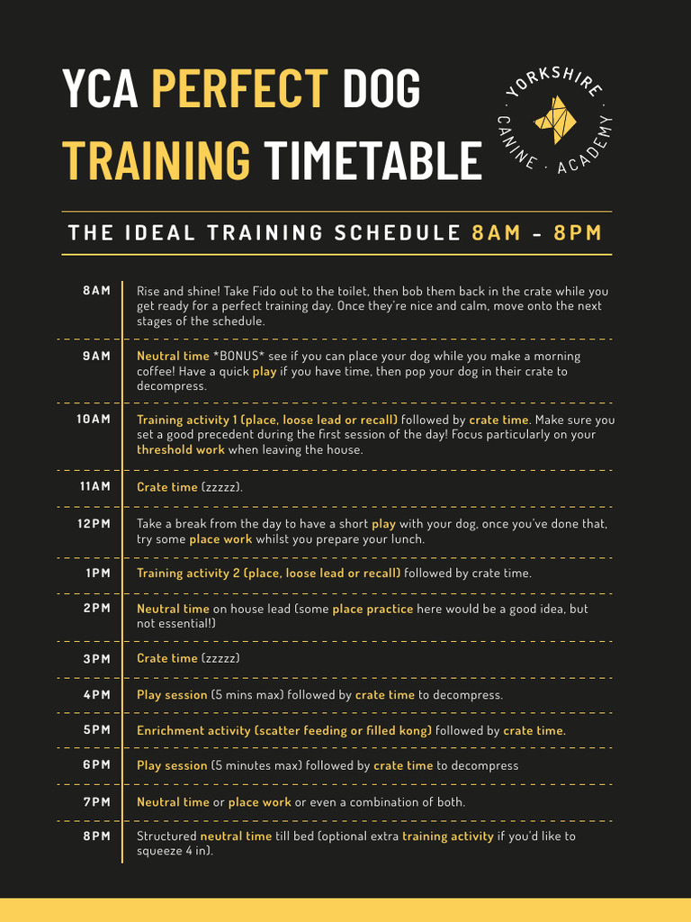 Perfect Dog Training Timetable Behaviour Bible | PDF