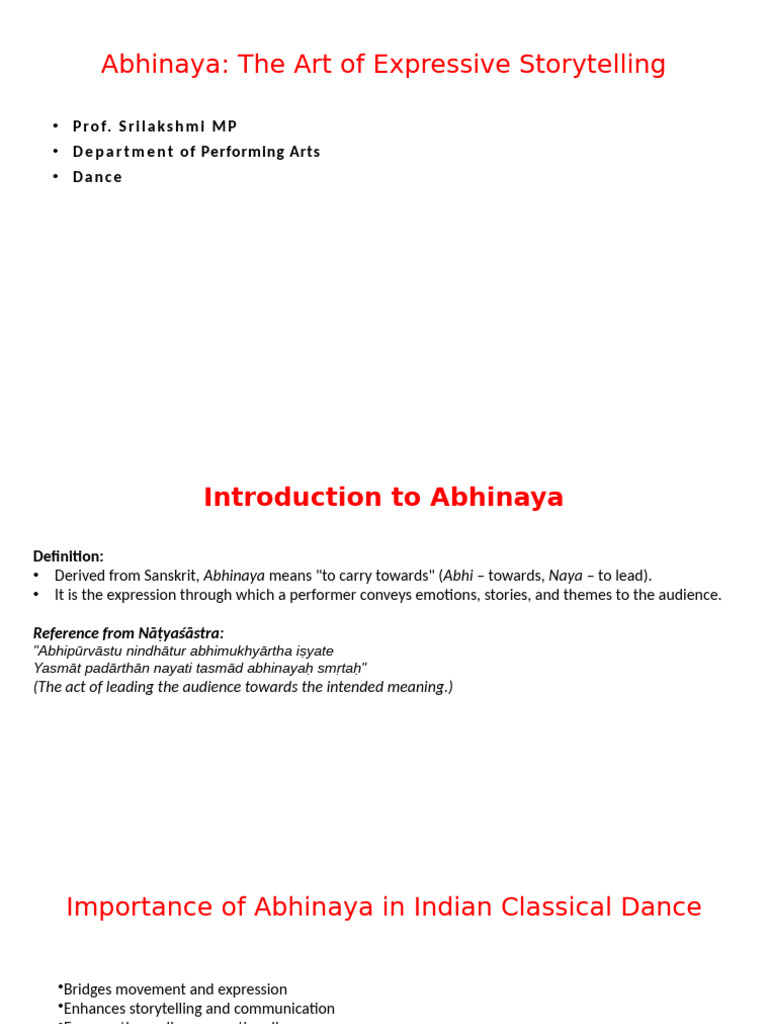 Abhinaya-Prof. Srilakshmi MP | PDF | Dances | The Arts