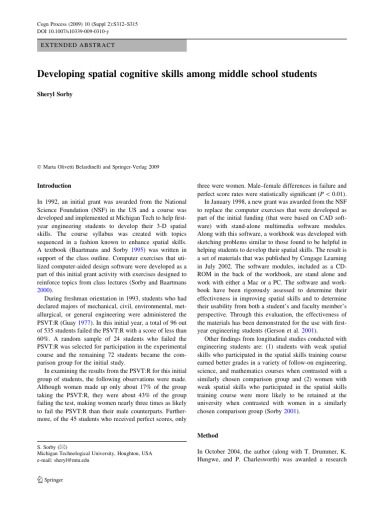Sorby - Developing Spatial Cognitive Skills Among Middle School ...