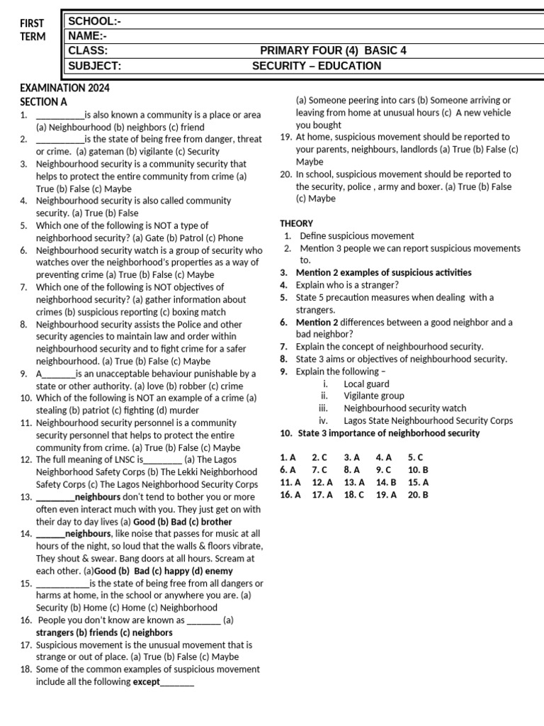 Security Edu b4 1st Term Exam | PDF | Crimes | Crime & Violence