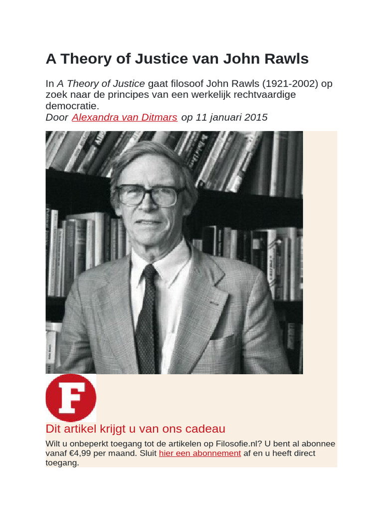A Theory of Justice Van John Rawls | PDF