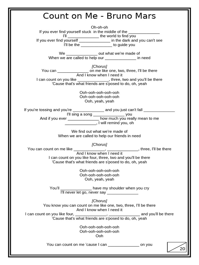 Count On Me Lyric Blank | PDF | Singles (Music) | Music