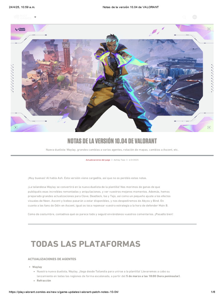 Notas de la versión 10.04 de VALORANT | PDF