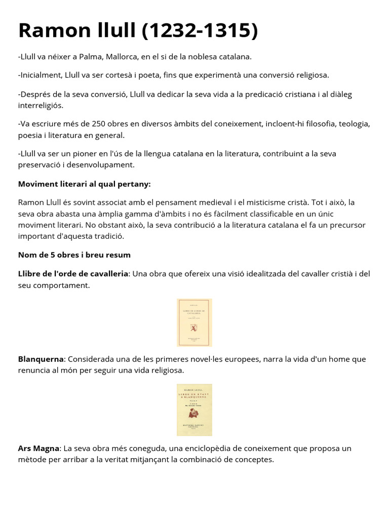 Ramon Llull (1232-1315) | PDF