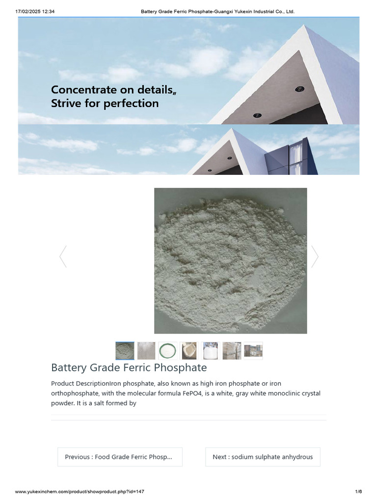 Battery Grade Ferric Phosphate Overview | PDF | Phosphate | Magnesium