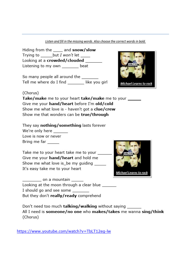 English Song Activity Sesion 5 | PDF