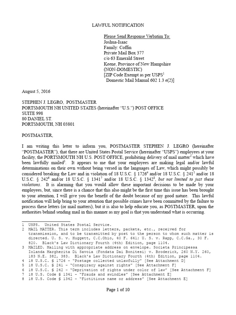 Letter - To Postmaster - If Address Is Not Updated | PDF | United ...