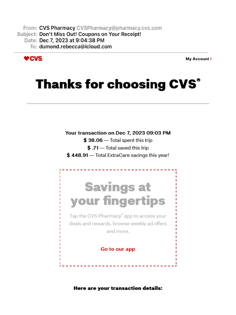 CVS Transaction Summary & Savings Details | PDF | Pharmacology ...