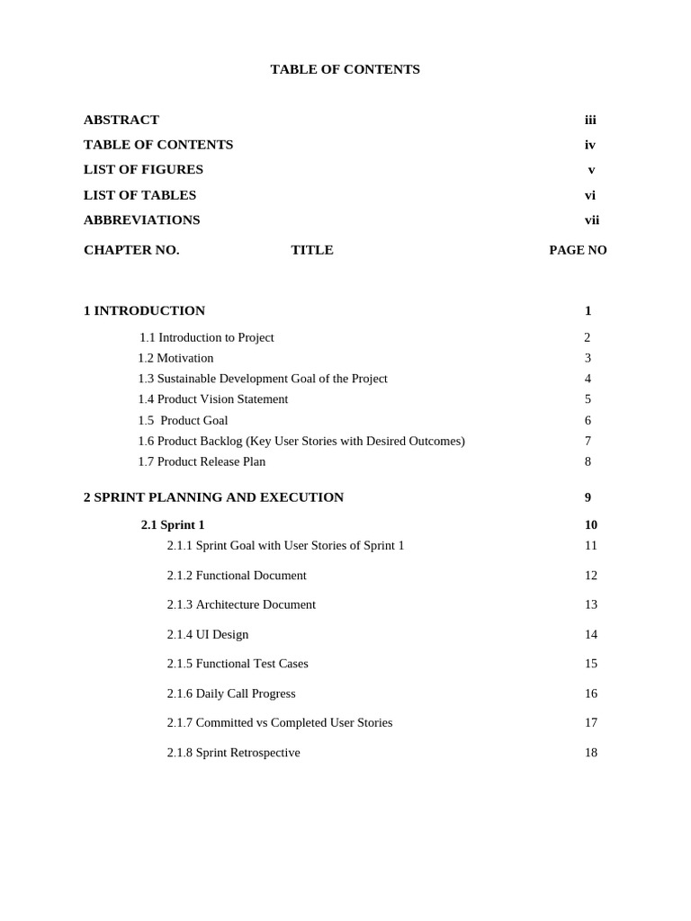 Table of Contents For SEPM Projects | PDF