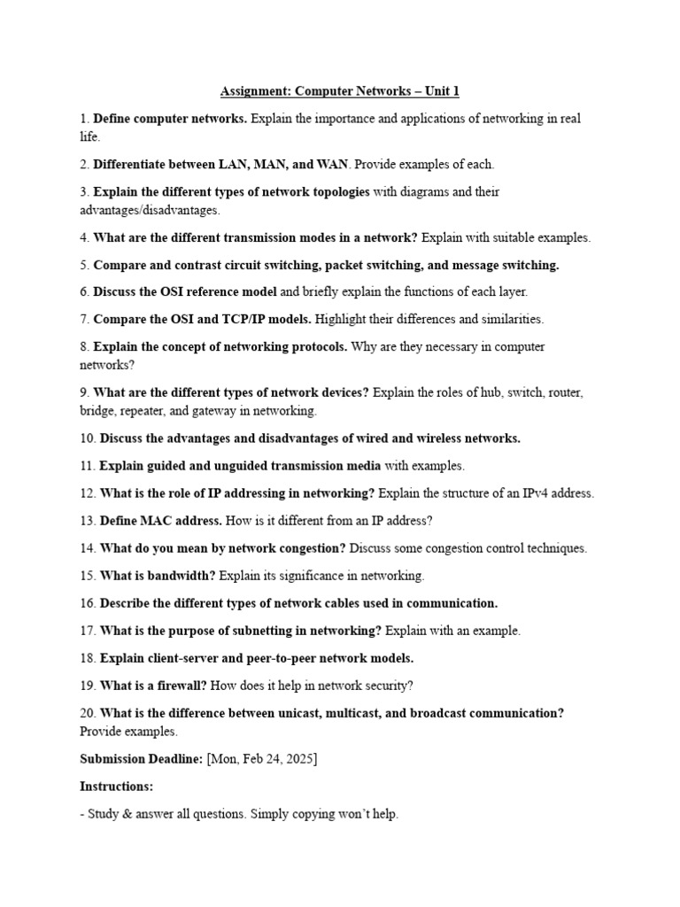 Computer Networks Assignment Guide | PDF