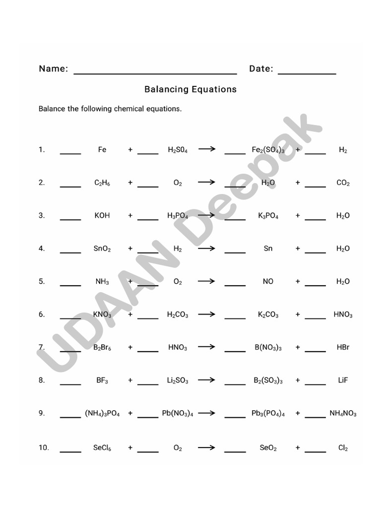 Balancing Equations | PDF