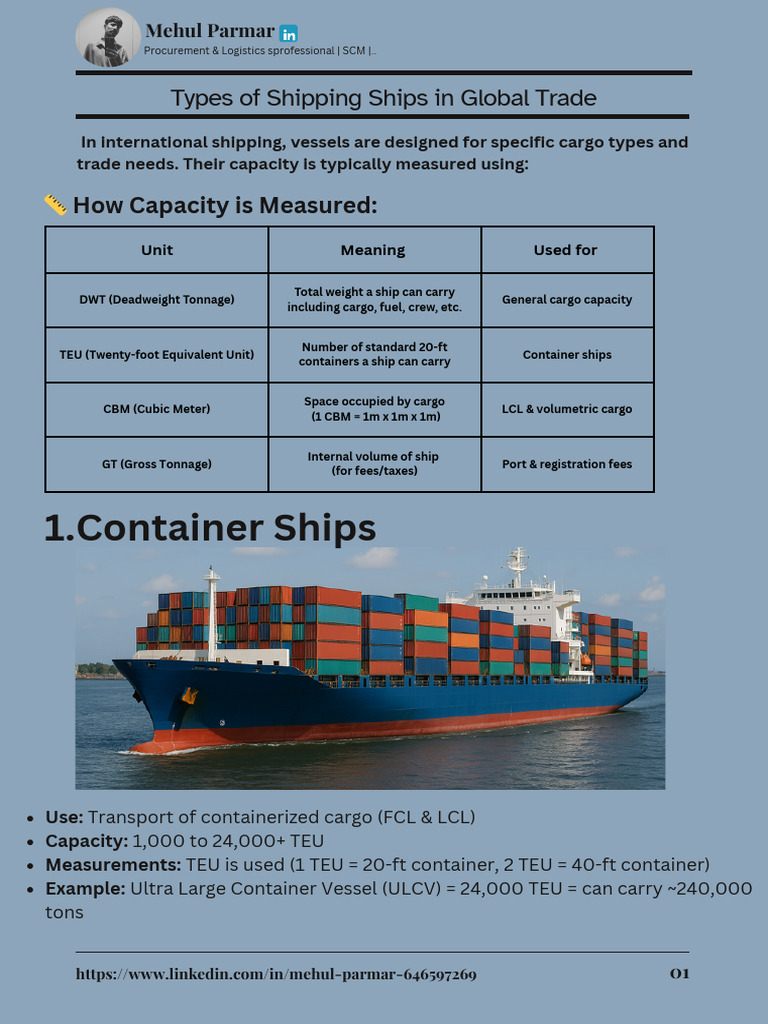 Types of Shipping Vessels Explained | PDF | Oil Tanker | Ships