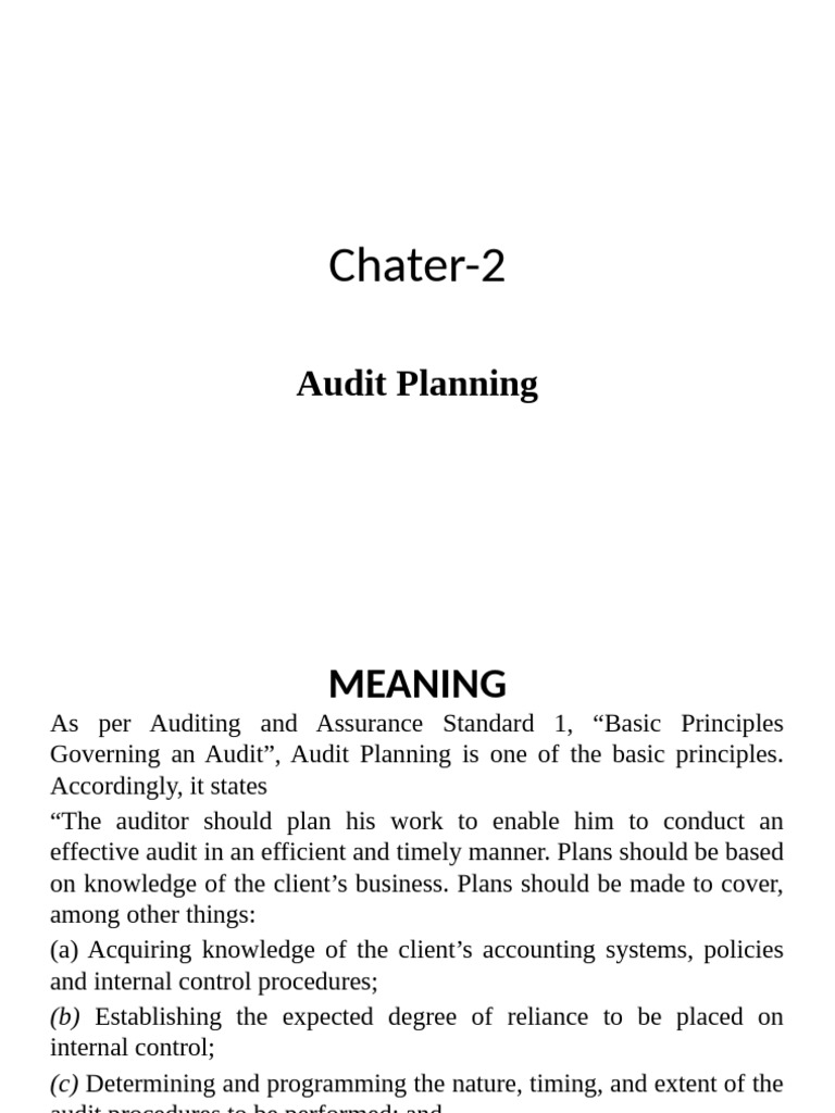 Chapter 2 Audit Planning | PDF | Audit | Financial Audit