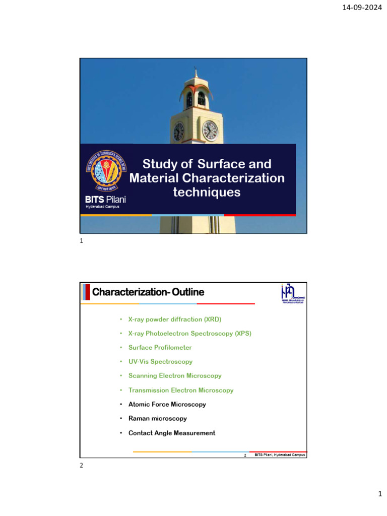 Surface Characterization Techniques at BITS | PDF | X Ray Photoelectron ...