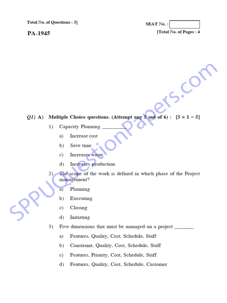 Commerce - Bba - Semester 6 - 2022 - November - Business Planning and Project Management 2019 ...