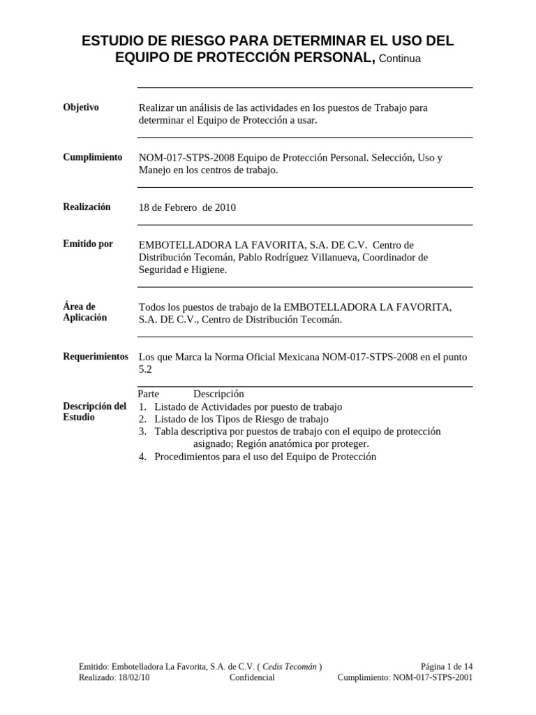 Estudio de Riesgo y EPP en Trabajo | PDF
