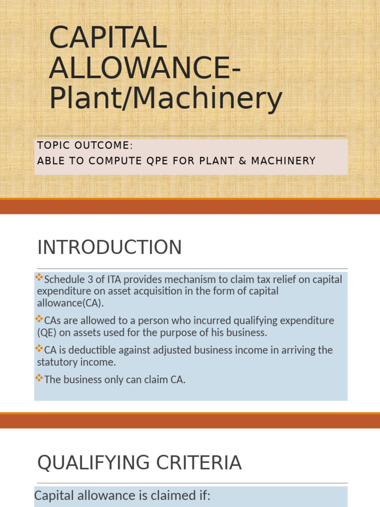 CA Plant N Machinery | PDF | Expense | Tax Deduction